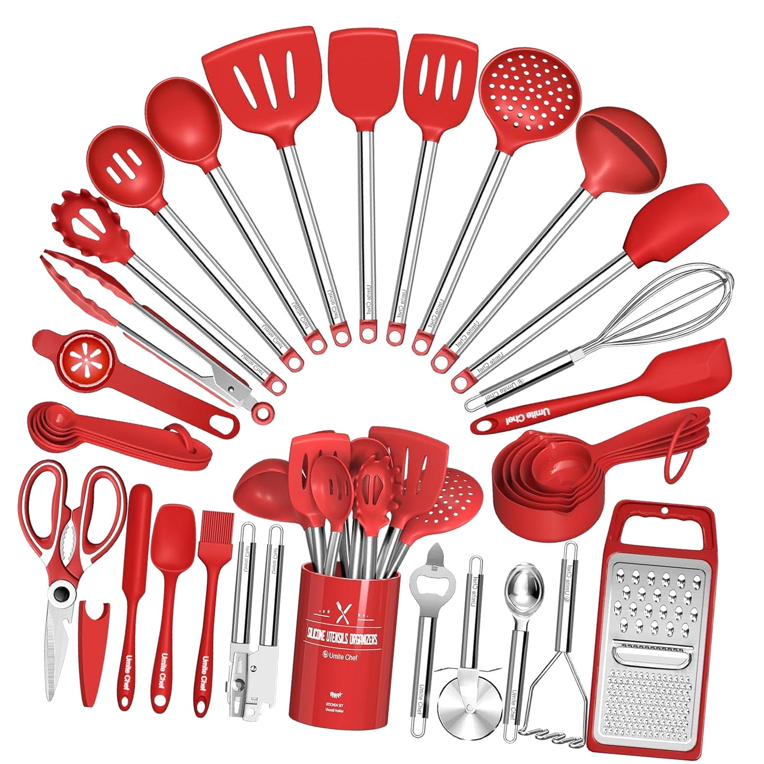 ANYWAY.GO Kitchen Utensils Set- 34 PCs Cooking Utensils with Grater ...