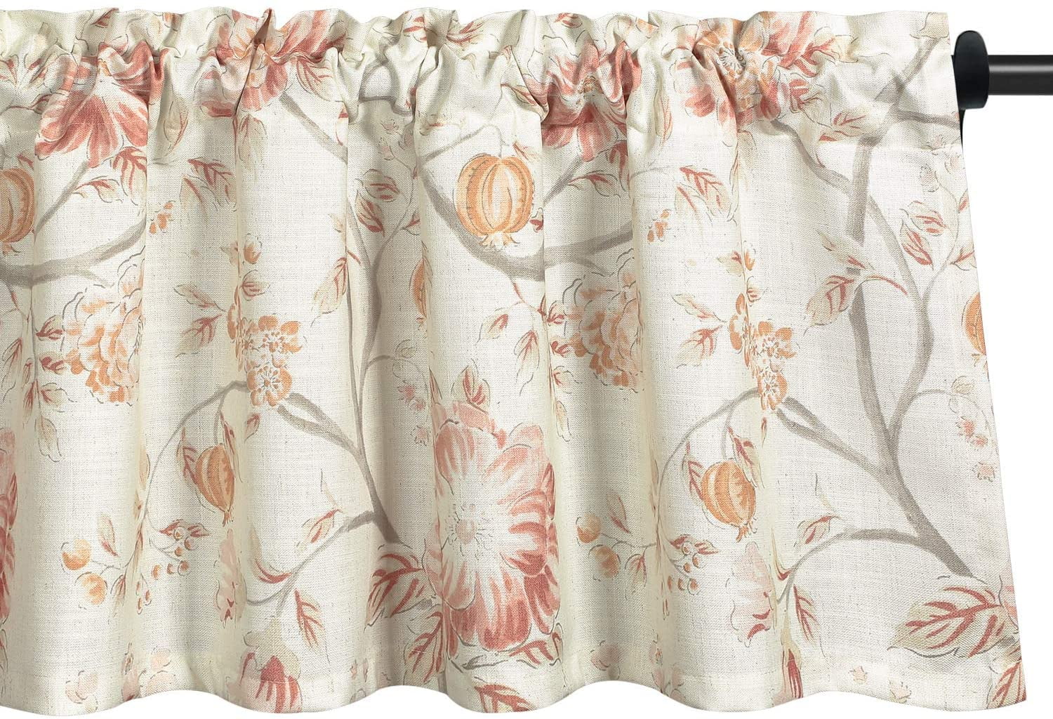 ANYWAY.GO Kitchen Valances for Dining Room, Red Plant Pattern Farmhouse ...