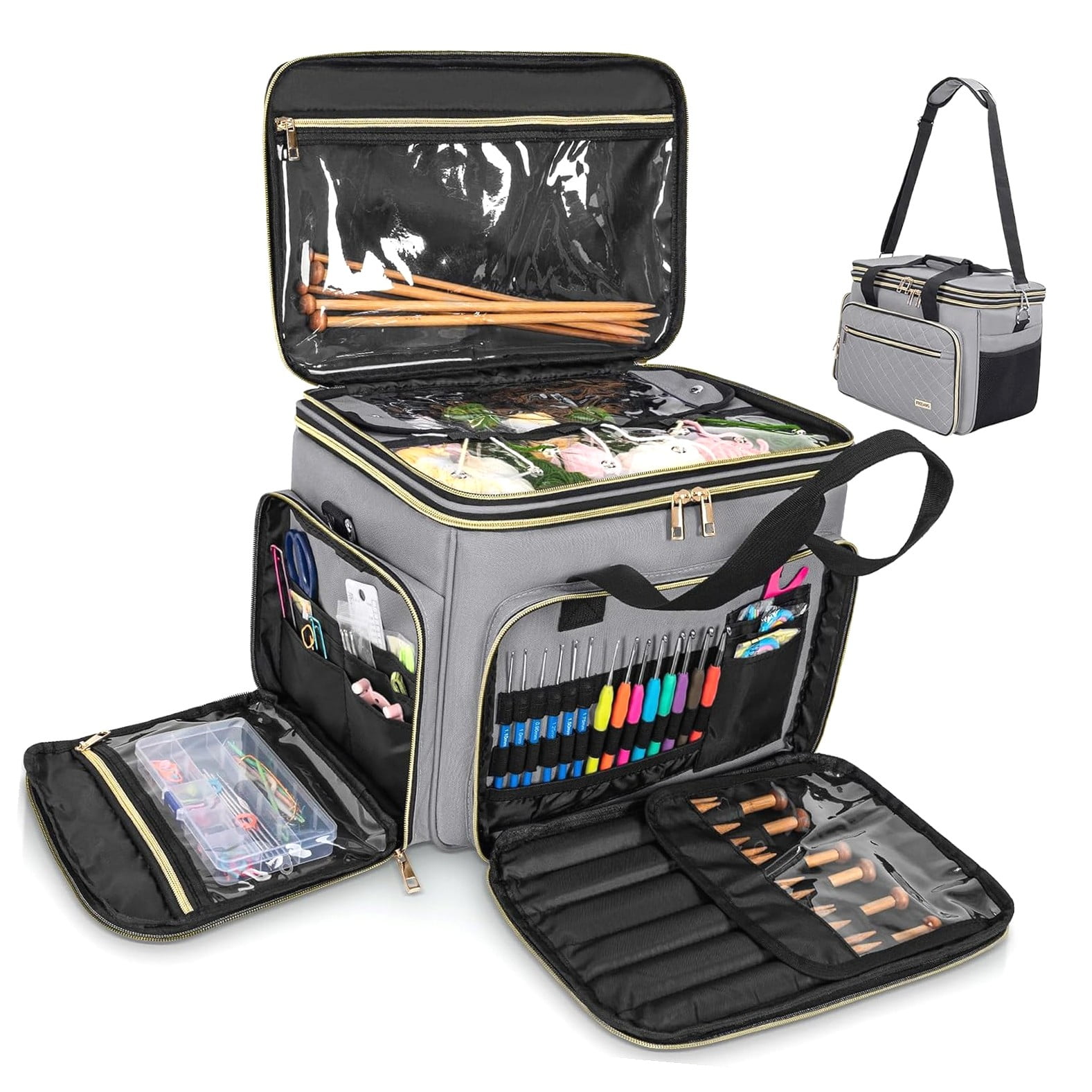 ANYWAY.GO Knitting Bag Yarn Storage Tote, Large Organizer Bag, Yarn ...