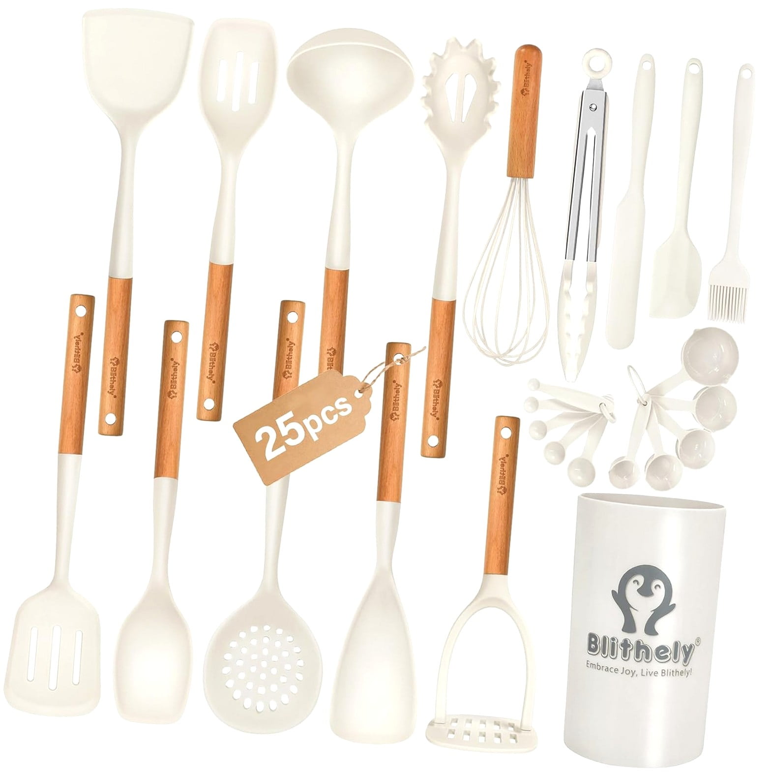 ANYWAY.GO Large Kitchen Utensils Set with Holder, 25Pcs Cooking Utensil ...