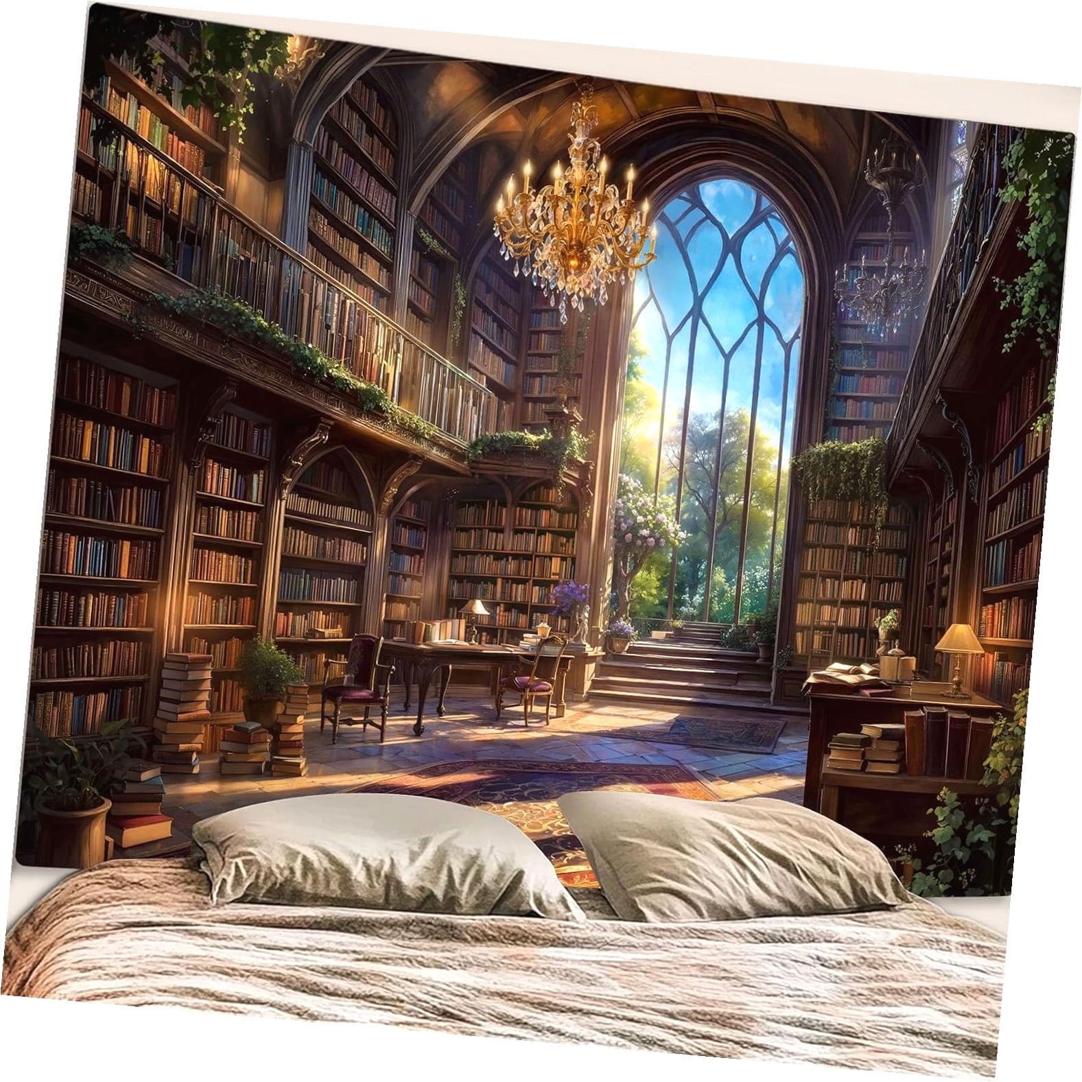 ANYWAY.GO Library Tapestry Medieval Bookshelf Tapestries Wall Hanging ...