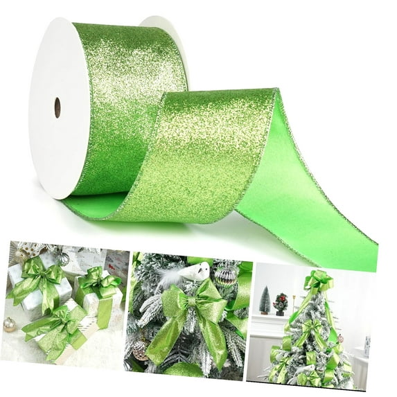 ANYWAY.GO Lime Glitter Wired 2.5" 10 Yards Sparkling Christmas Tree for ...