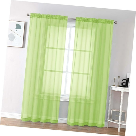 ANYWAY.GO Lime Sheer Curtains 72 Inch Length 2 Panels, Light Filtering ...