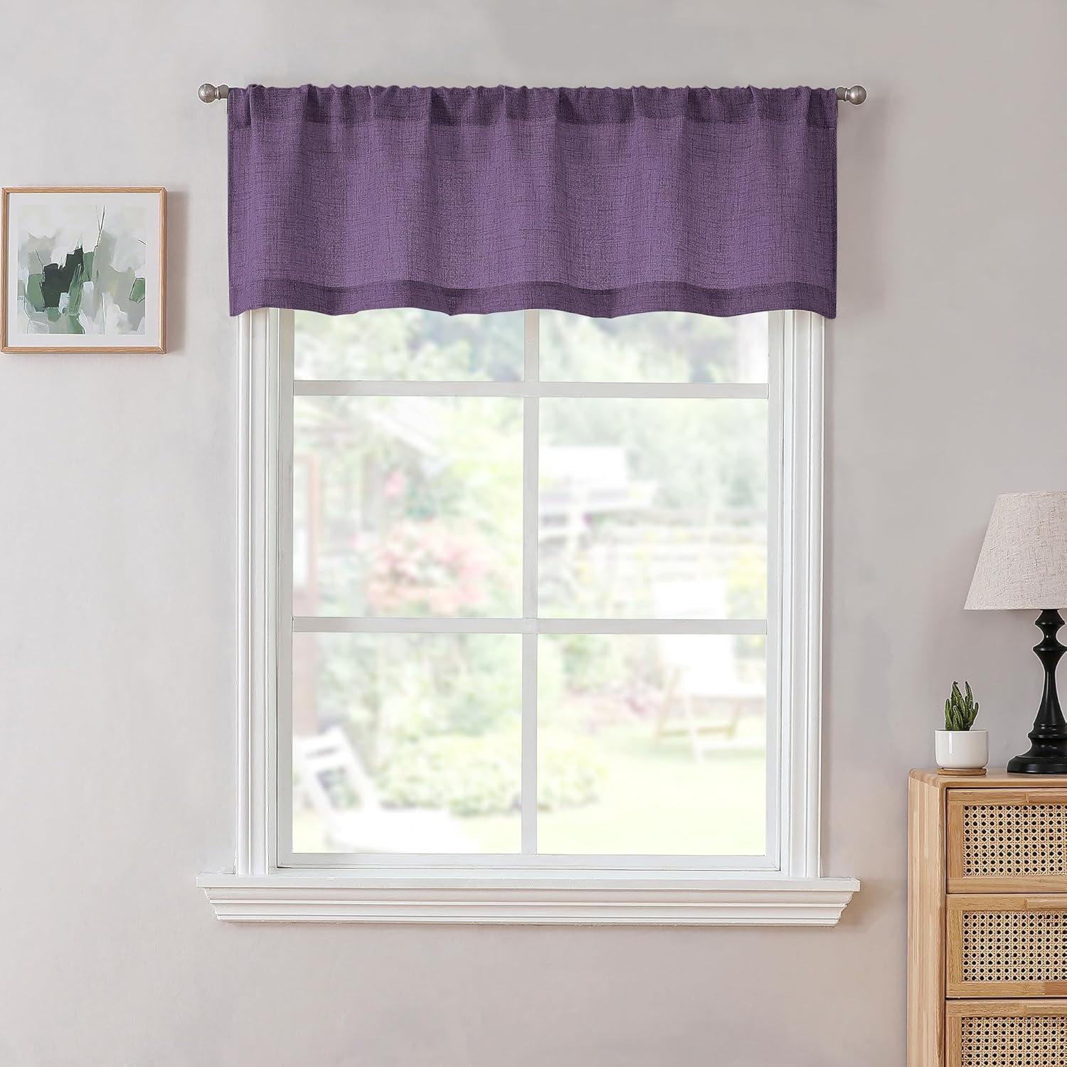 ANYWAY.GO Linen Valance Bedroom Rod Pocket Semi Sheer Curtain Valances ...