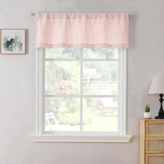 ANYWAY.GO Linen Valance Bedroom Rod Pocket Semi Sheer Curtain Valances ...