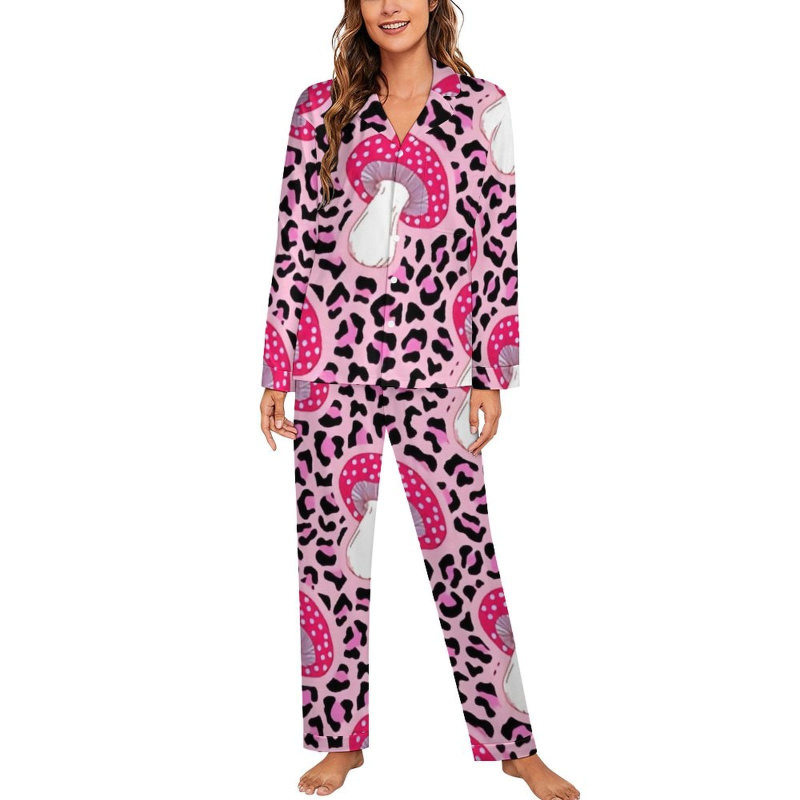 ANYWAY.GO Long Sleeve Pajama Set for Women Pattern Hallucinogenic Magic ...