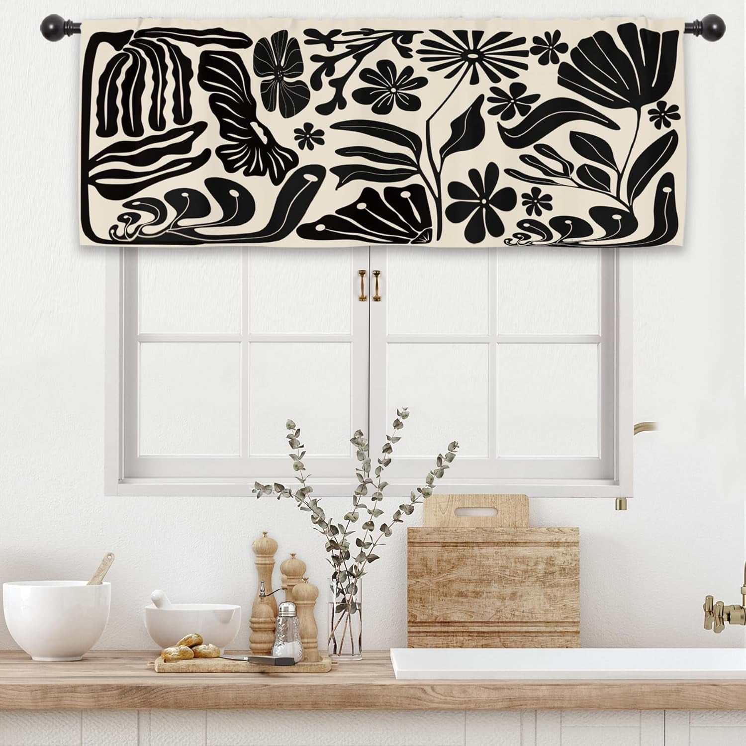 ANYWAY.GO Matisse Kitchen Curtain Valance 54W 18L Inch Leaves Aesthetic ...