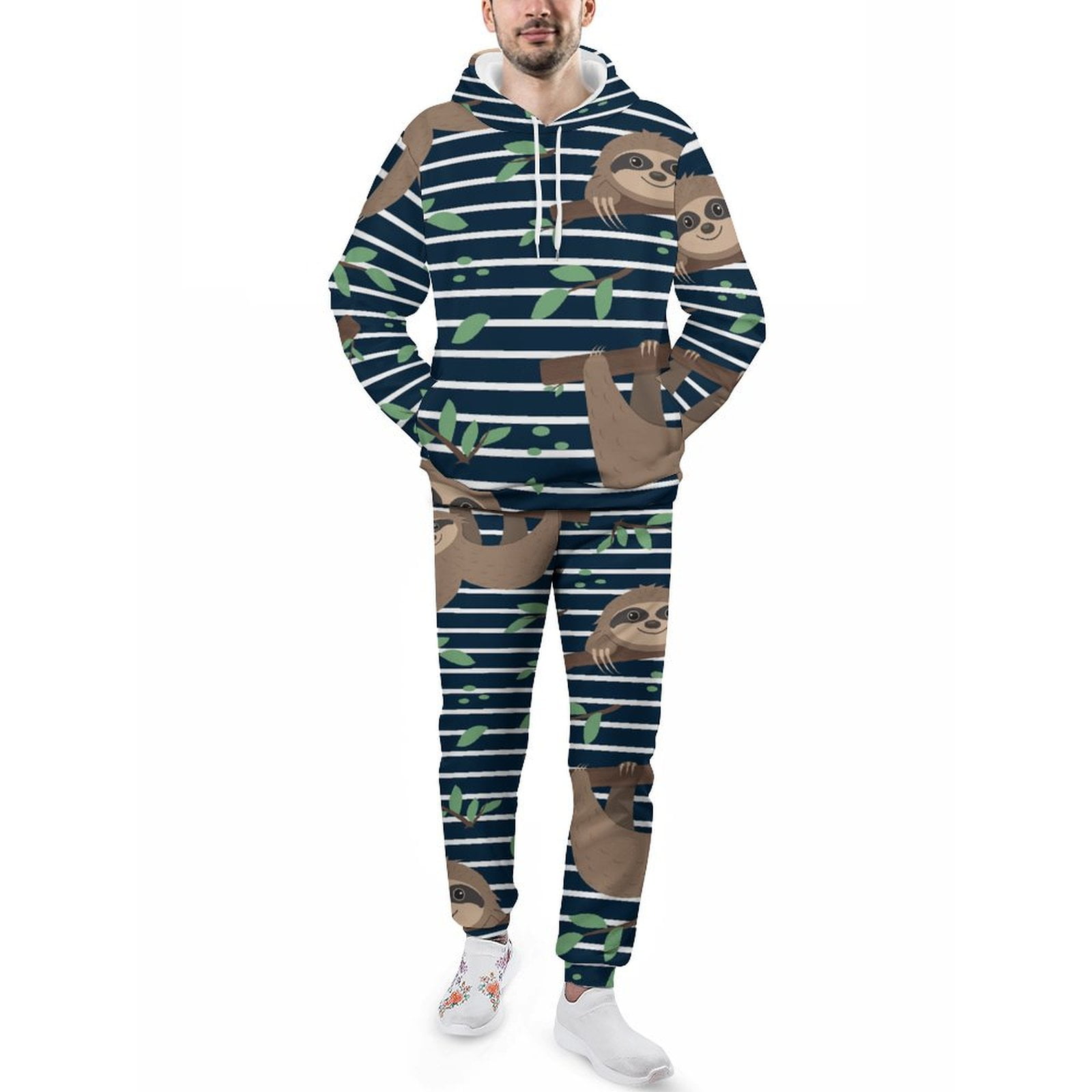 ANYWAY.GO Men's 2 Piece Outfits Hoodie Sweatshirt Sloth Pattern ...