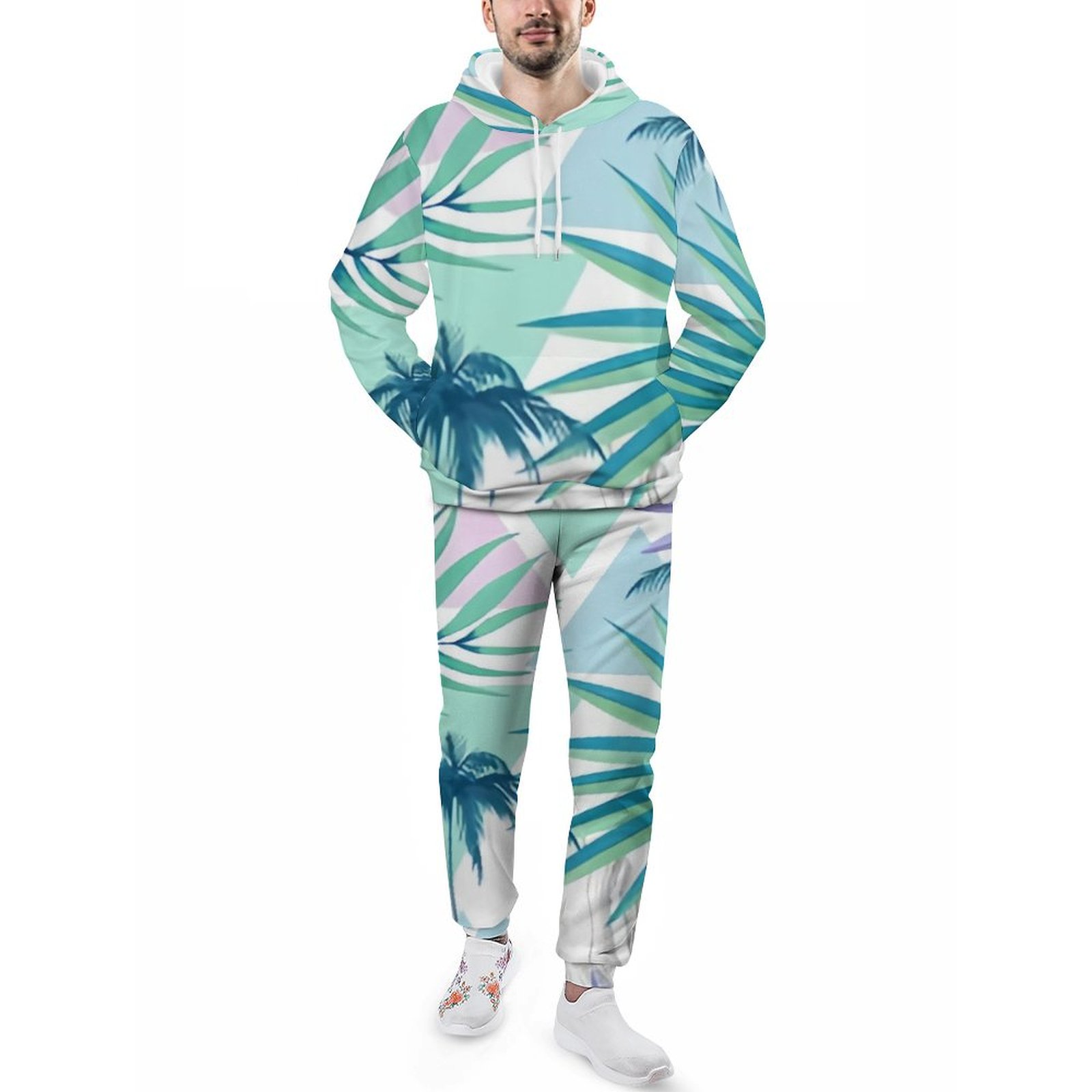 ANYWAY.GO Men's 2 Piece Outfits Hoodie Sweatshirt Trendy Young Tropical ...