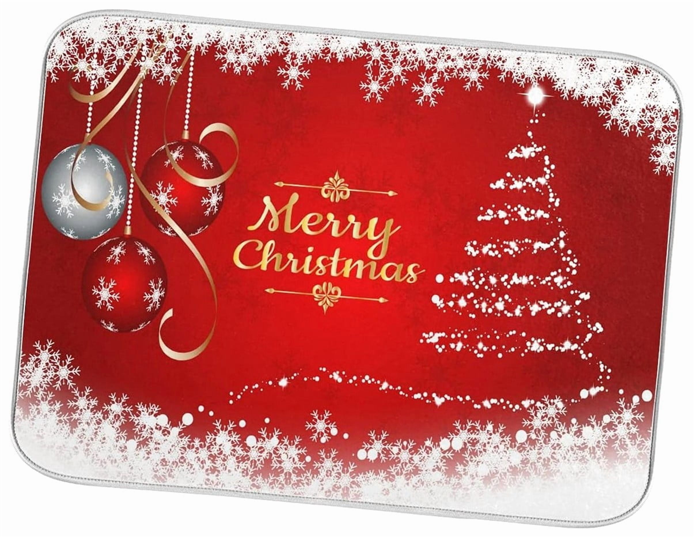 ANYWAY.GO Merry Christmas Tree Dish Drying Mat 16x18 for Kitchen Winter ...