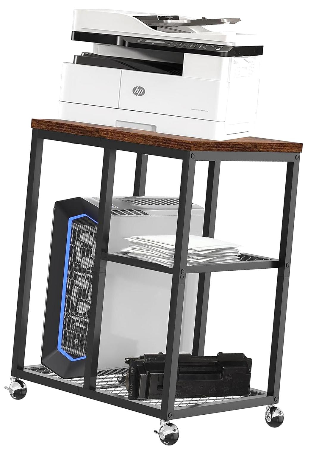 ANYWAY.GO Mobile Printer Stand with Storage Shelf, Wheeled Computer ...