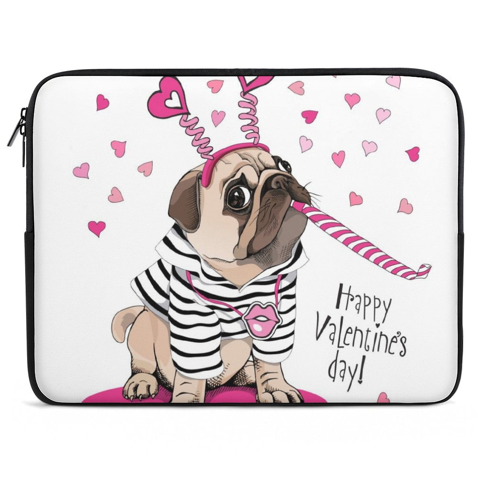 ANYWAY.GO Neoprene Notebook Computer Pocket CaseCard Valentine Day Pug ...