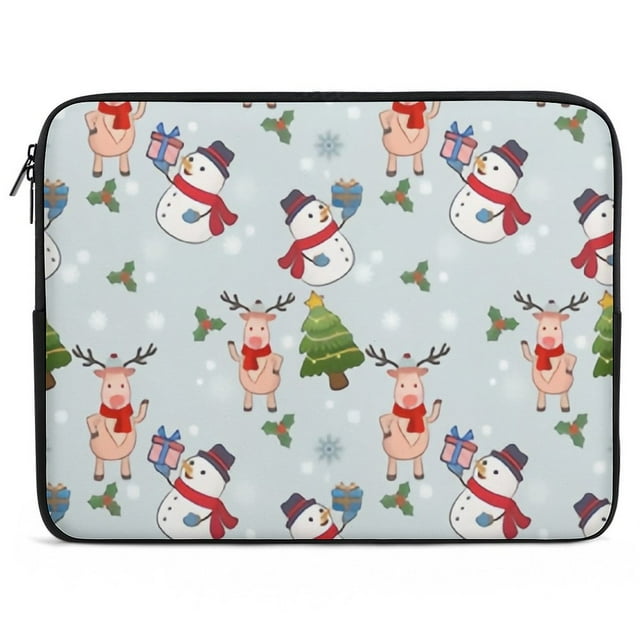 ANYWAY.GO Neoprene Notebook Computer Pocket CaseCute snowman and deer ...