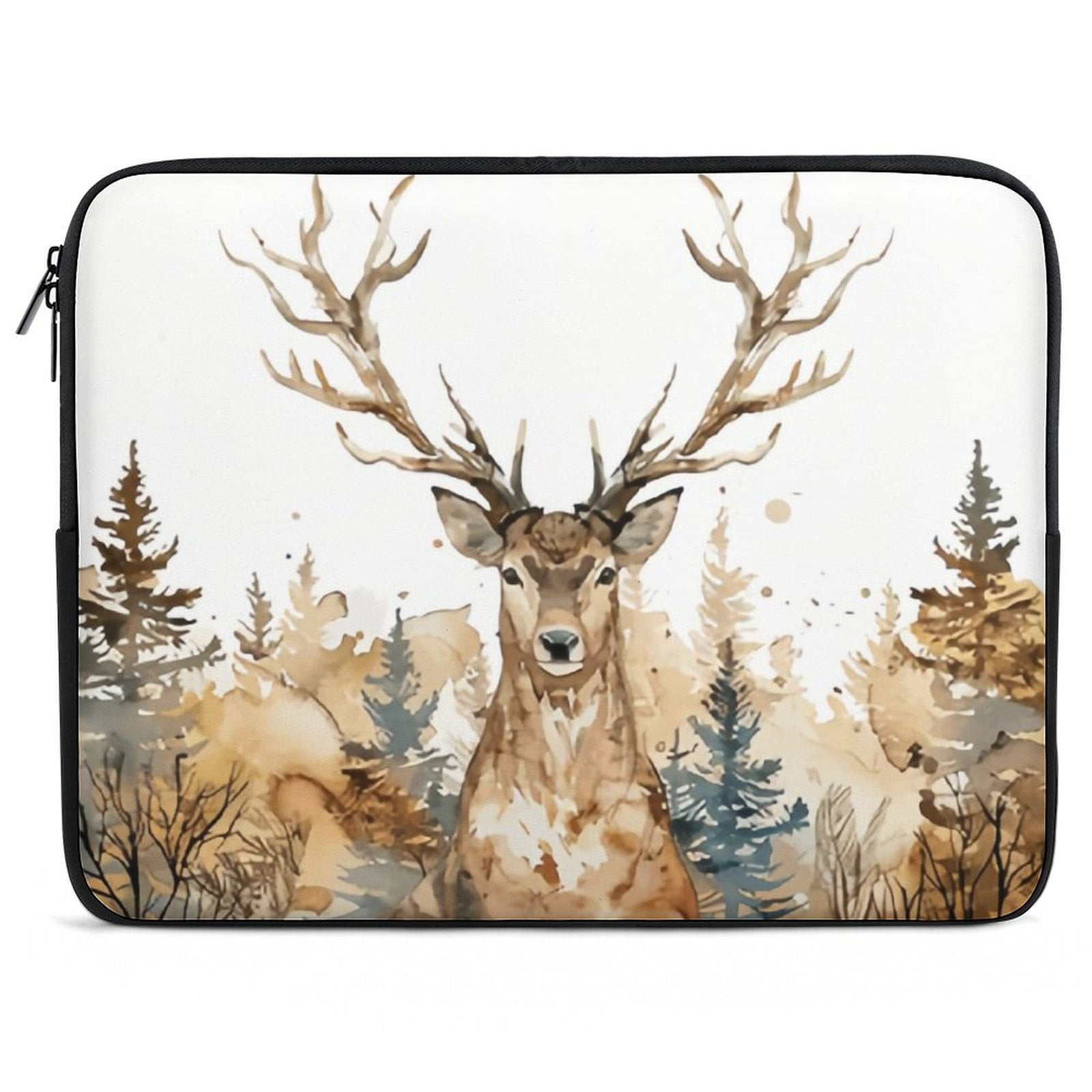 ANYWAY.GO Neoprene Notebook Computer Pocket CaseWatercolor Serene Deer ...