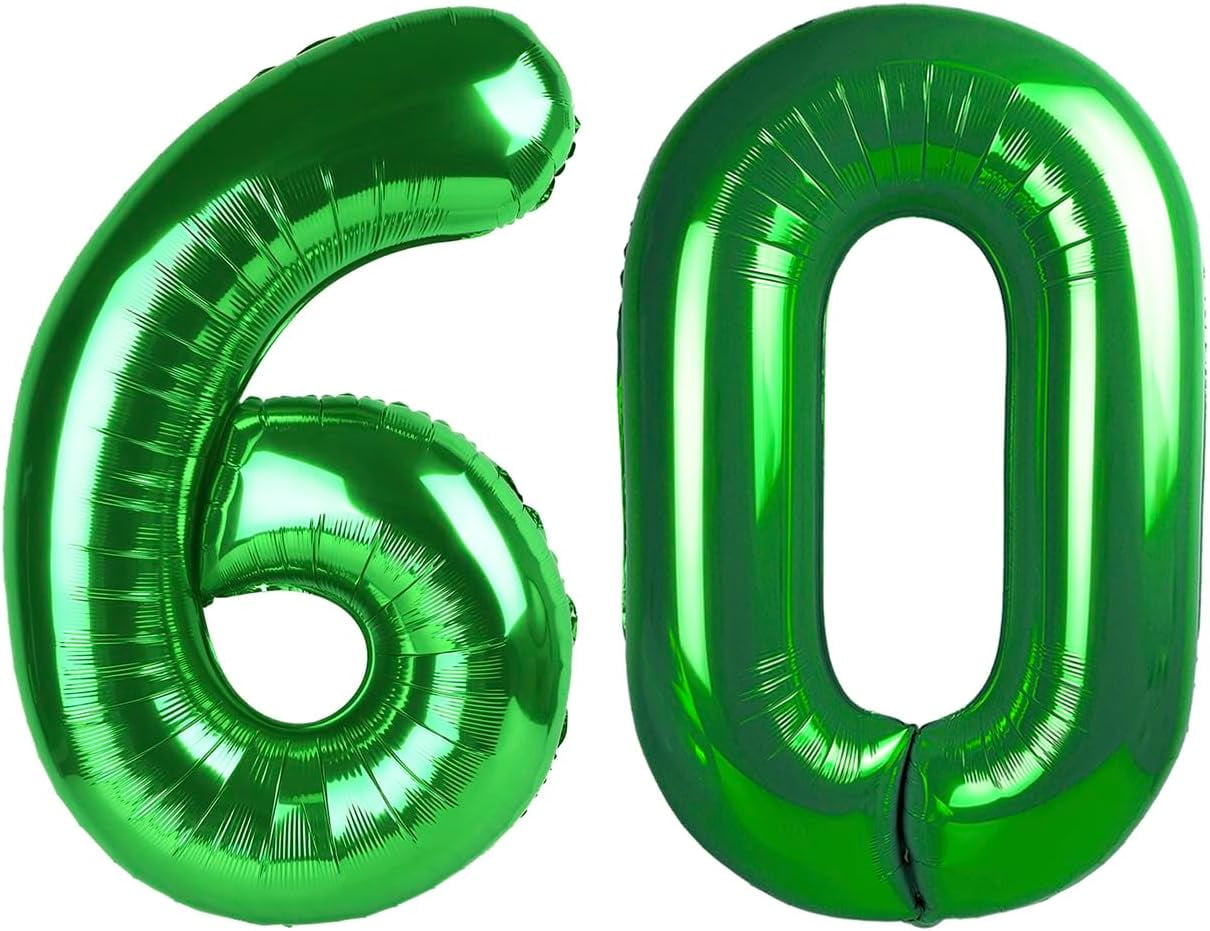 ANYWAY.GO Number 60 Balloon 40 inch, 60th Birthday Decorations, 60 Year ...