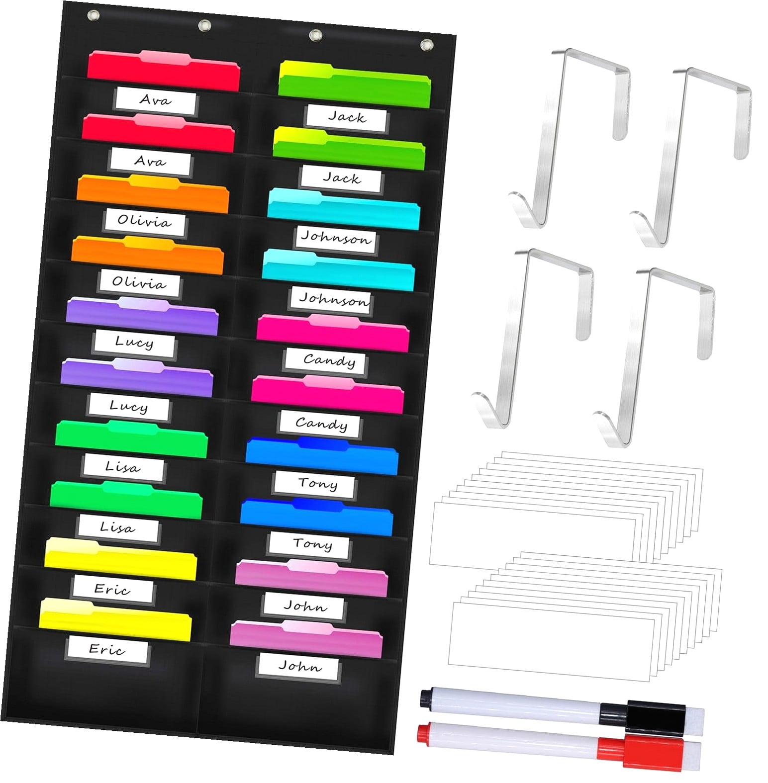 ANYWAY.GO Nylon Storage Pocket Chart with 20 Name Tag Pockets, Hanging ...
