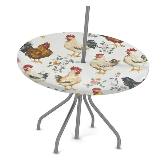 ANYWAY.GO OSAM Tablecloth with Umbrella Hole, Round Fitted Table Cloth with Zipper,Farmhouse ...