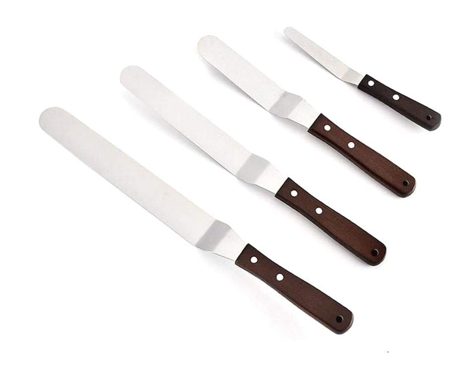 ANYWAY.GO Offset Cake Icing Set of 4- Steel Spatulas, 4"-6"-8"-10 ...