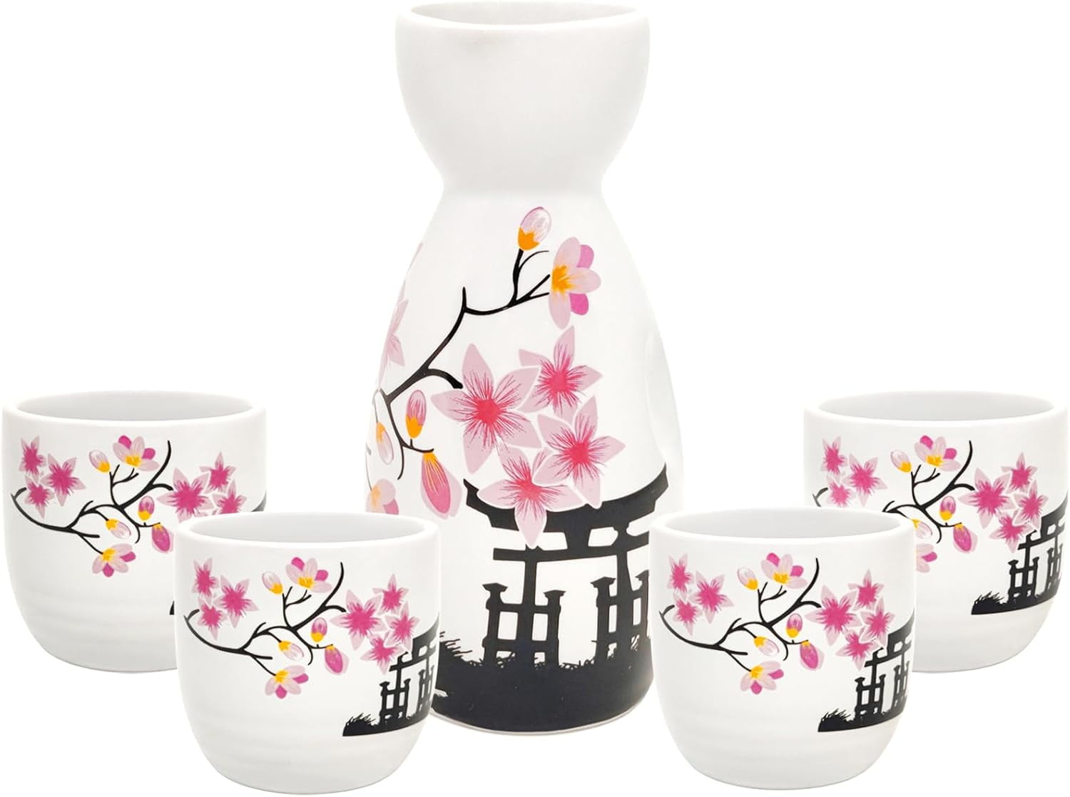 ANYWAY.GO Old Craftsmen 5-Piece Sake Set with 200ml Sake and 50ml Sake ...