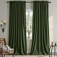 ANYWAY.GO Olive Velvet Curtains Thermal Insulated Curtain for Bedroom ...