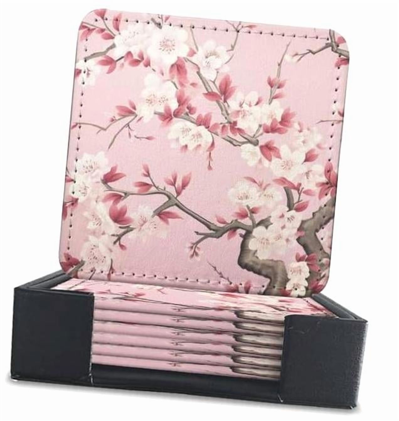 ANYWAY.GO PU Leather Coasters for Drinks, Set of 6 with Holder, Square ...
