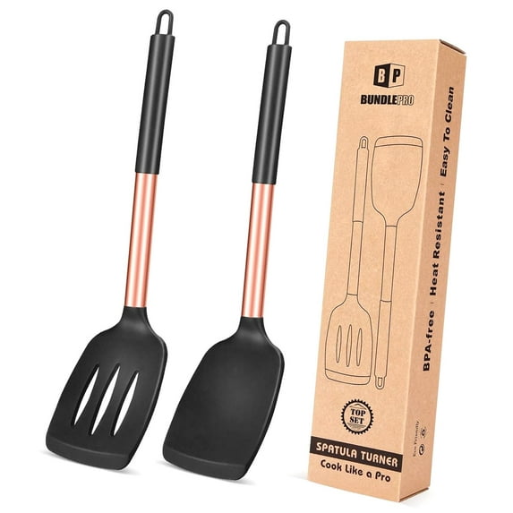 ANYWAY.GO Pack of 2 Turner, Non Stick Slotted Kitchen Spatulas, Cooking ...