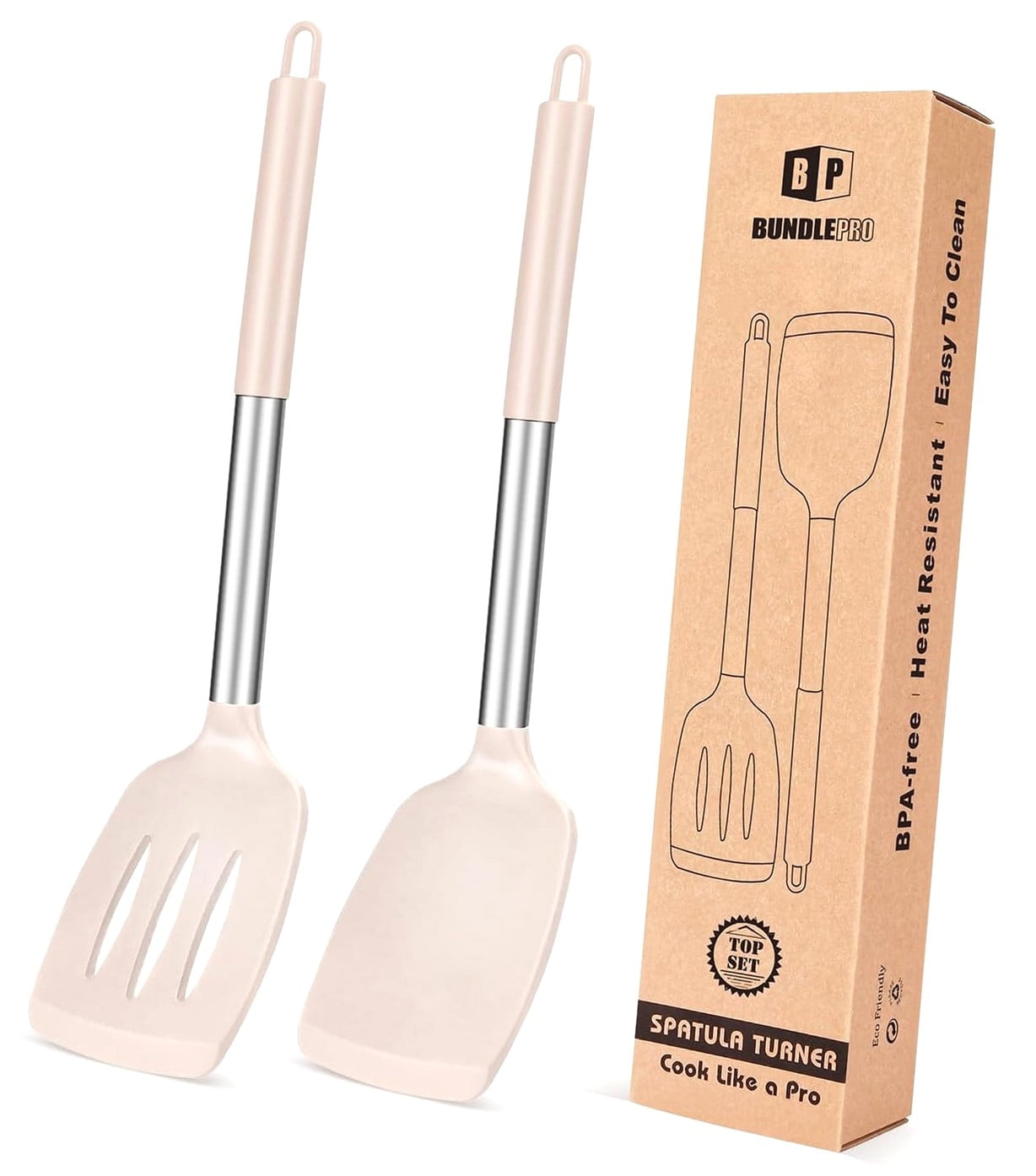 ANYWAY.GO Pack of 2 Turner, Non Stick Slotted Kitchen Spatulas, Cooking ...