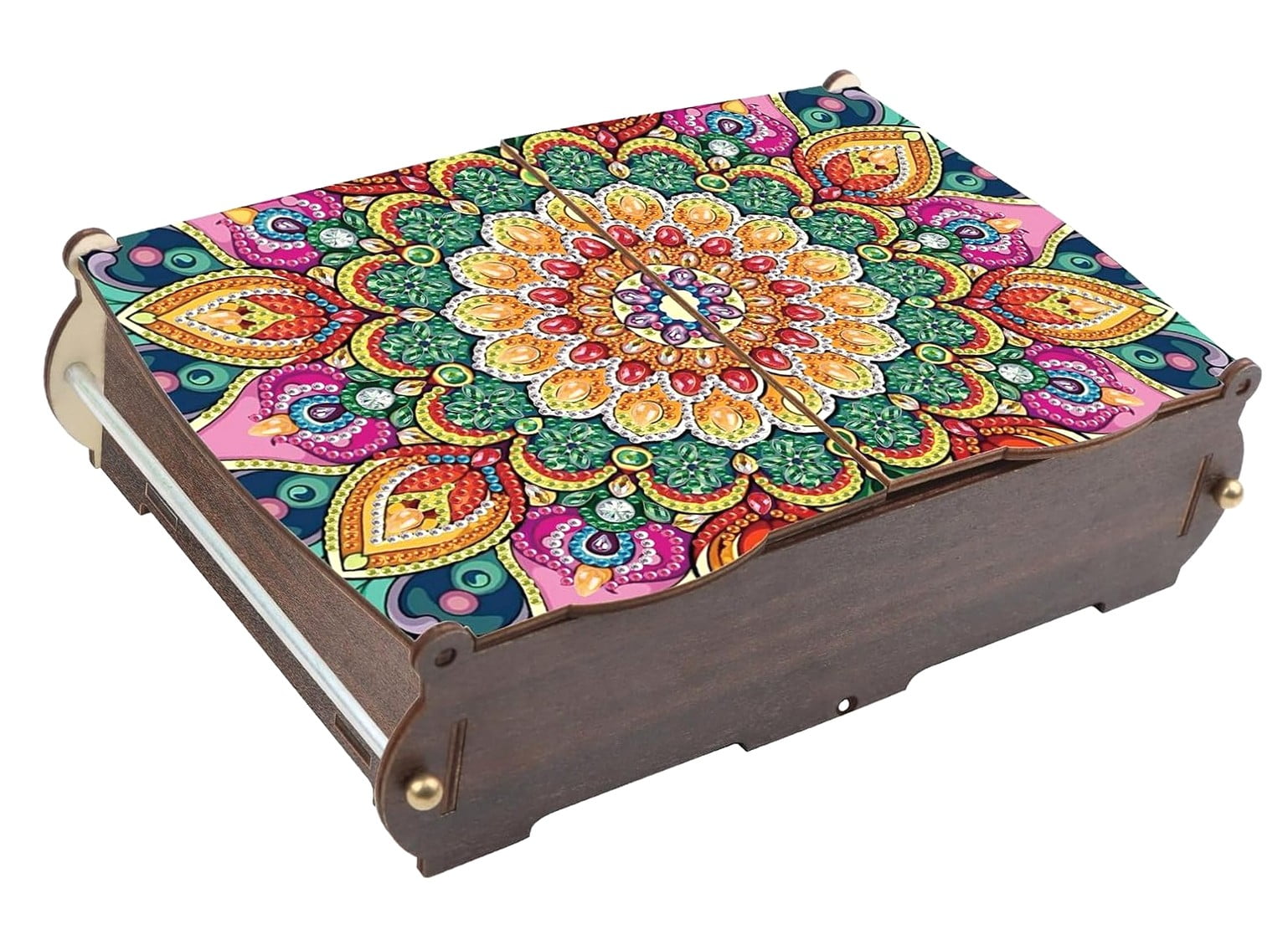 ANYWAY.GO Painting Kit Wooden Storage Box, Pattern Special Shaped Cover ...