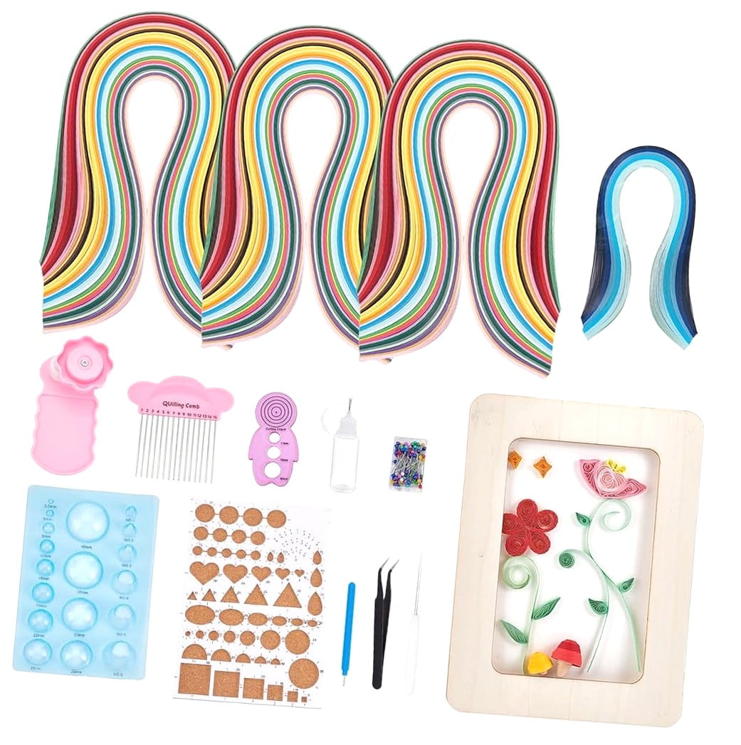 ANYWAY.GO Paper Quilling Kit with 1200pcs 3mm Strips Mould Crimper Comb ...