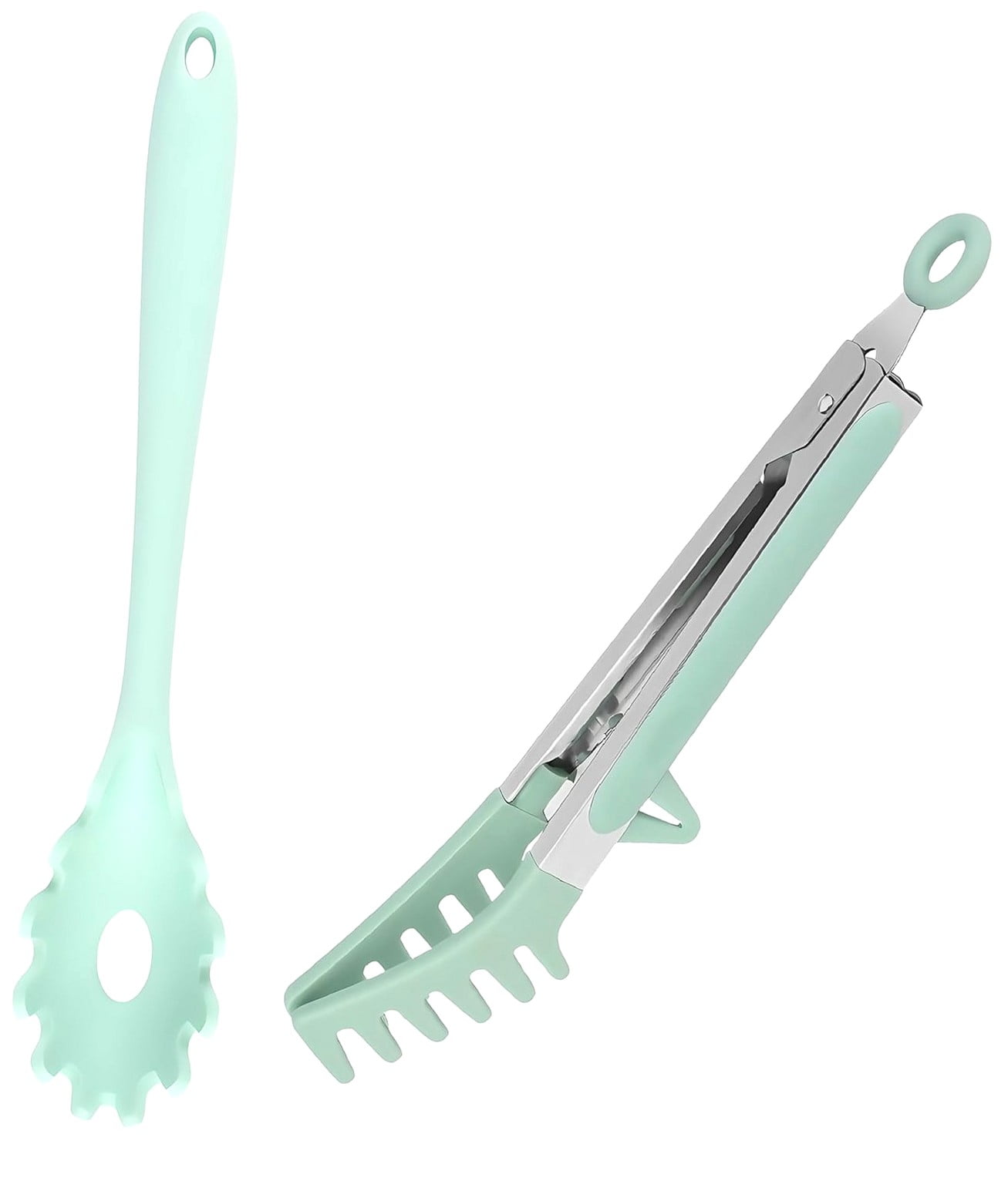 ANYWAY.GO Pasta Tongs and Spaghetti Spoon Set with Teeth, 12-Inch Spoon ...