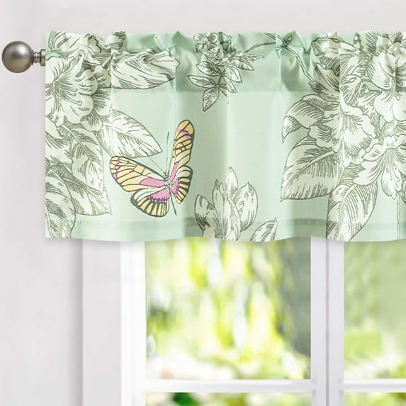 ANYWAY.GO Pattern Valance Curtain for Light Filtering Rod Pocket ...