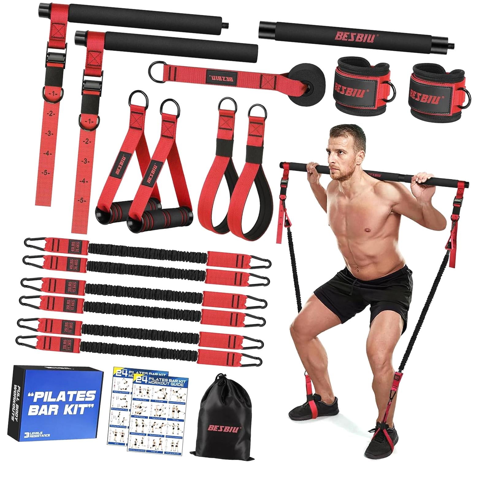 ANYWAY.GO Pilates Set Including Resistance Bands for Exercise, 210lbs ...