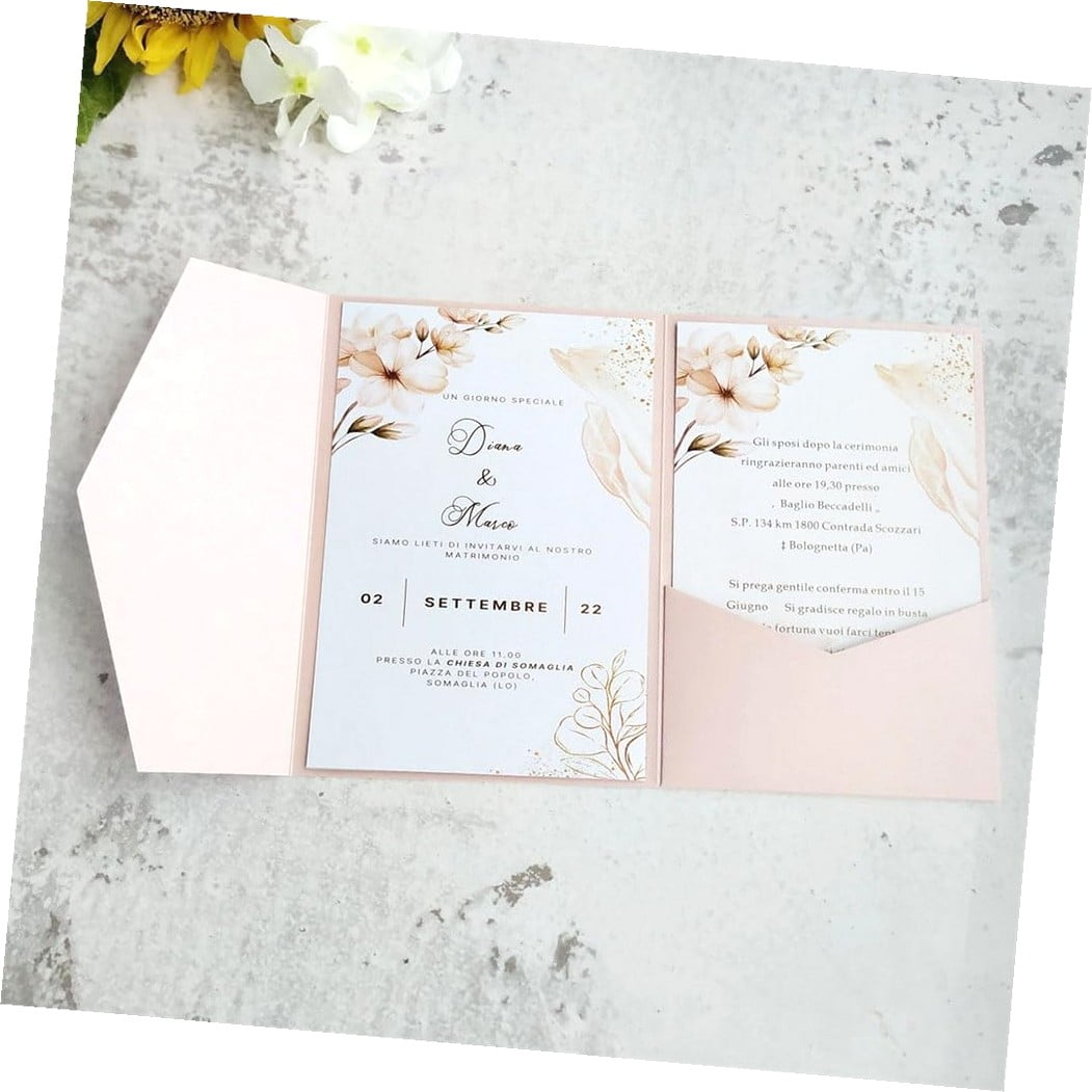 ANYWAY.GO Pinkish Wedding Invitation Pocket Folder Invite Pockets 20 ...