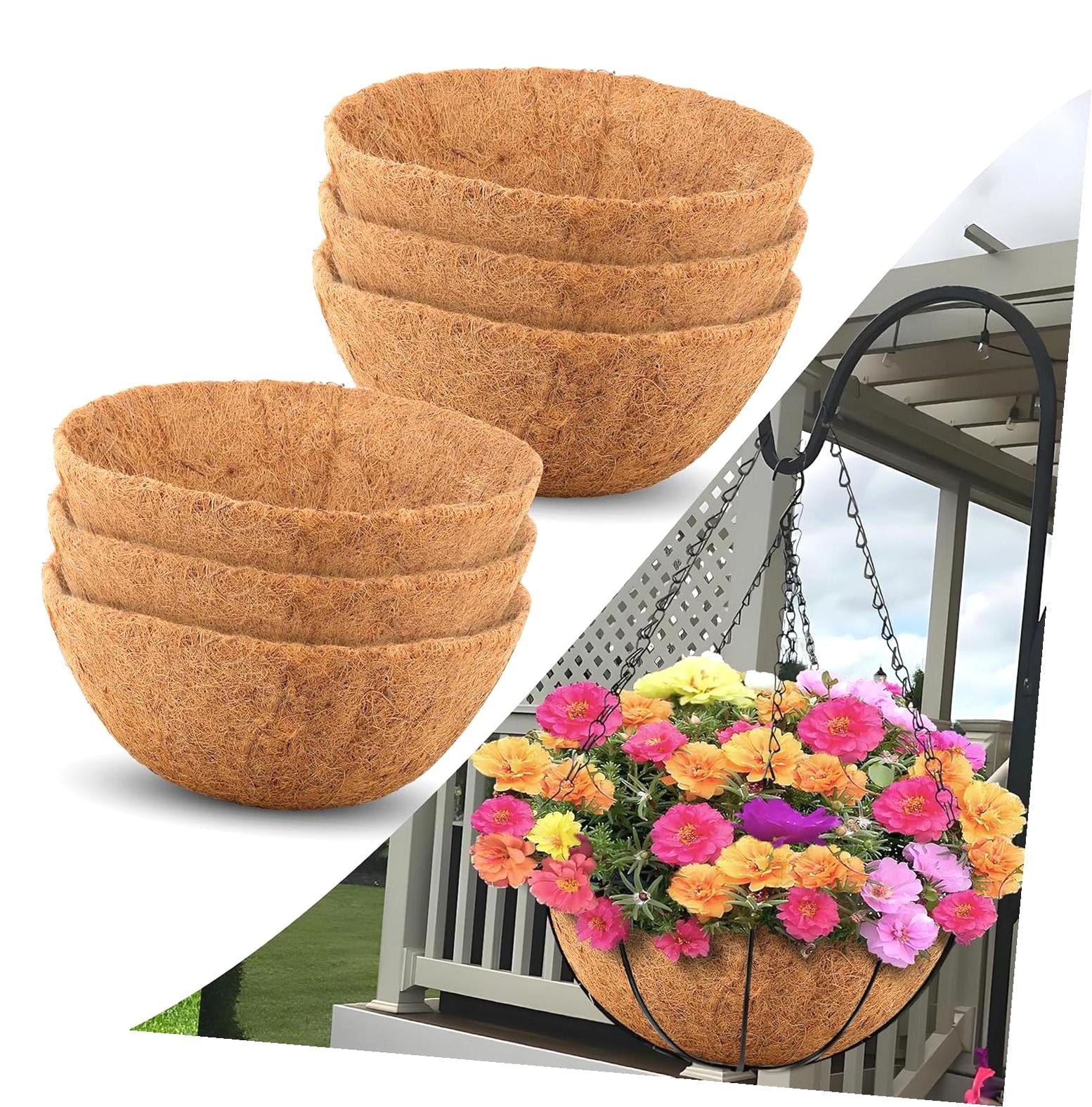 ANYWAY.GO Plant Pot Liners 12 Inch, 6 Pack Circular Hanging Basket ...