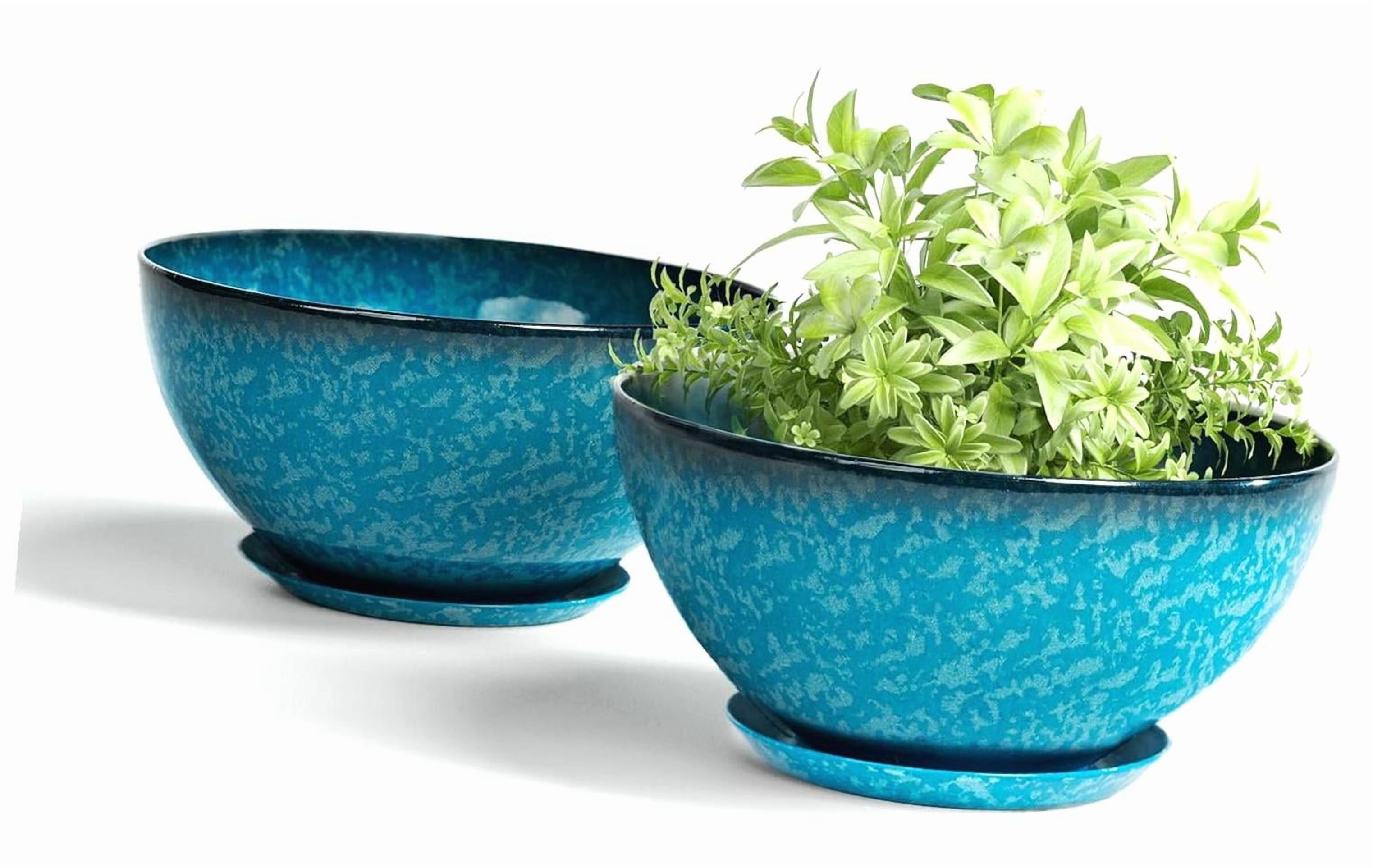 ANYWAY.GO Plant Pots, 10 Inch Planters with Drainage Holes and Saucer ...