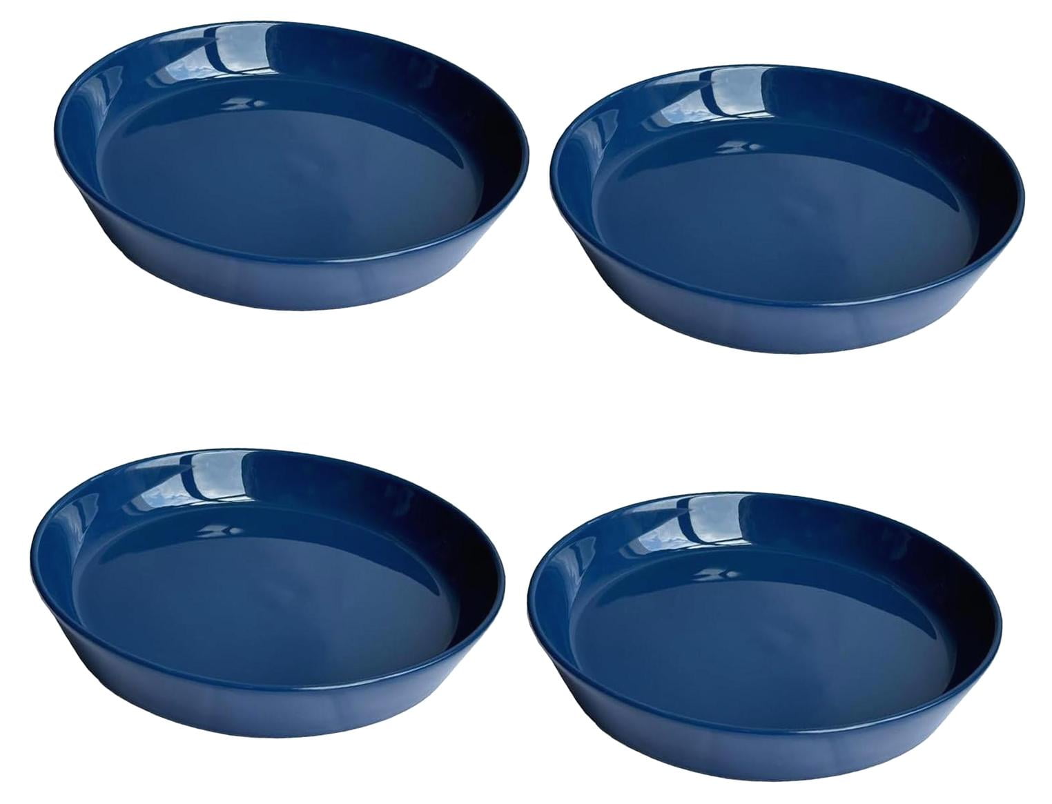 ANYWAY.GO Plant Saucer Blue Ceramic Deep Pot Tray - 4 Pack 5.2 inch ...