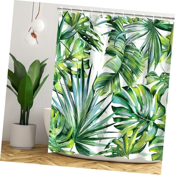 ANYWAY.GO Plant Shower Curtain Set, Botanical Jungle Design With 12 for ...