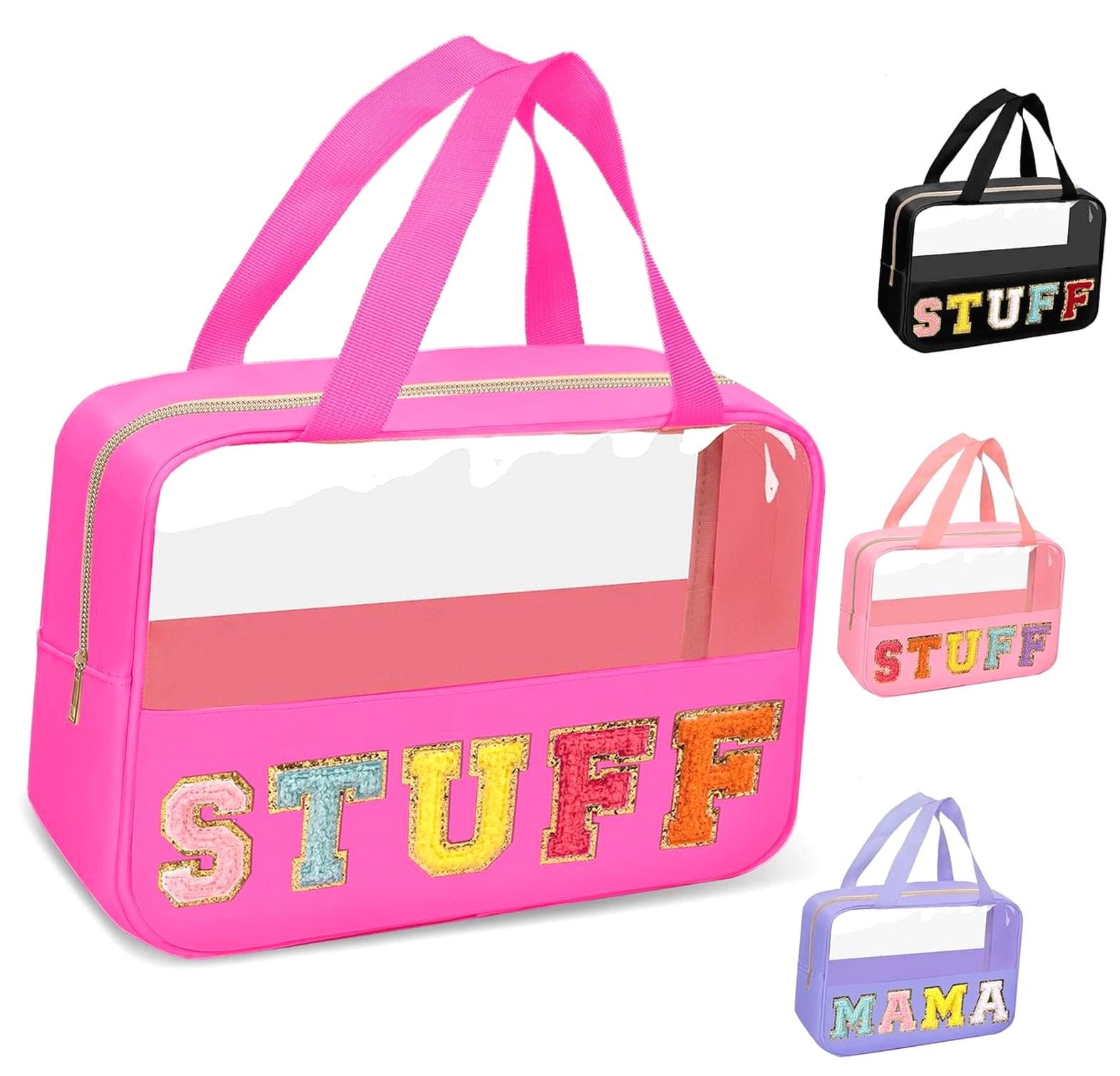 ANYWAY.GO Plush Alphabet Transparent Cases Stuff Carryall, Trendy Embellished Case Fastener with ...