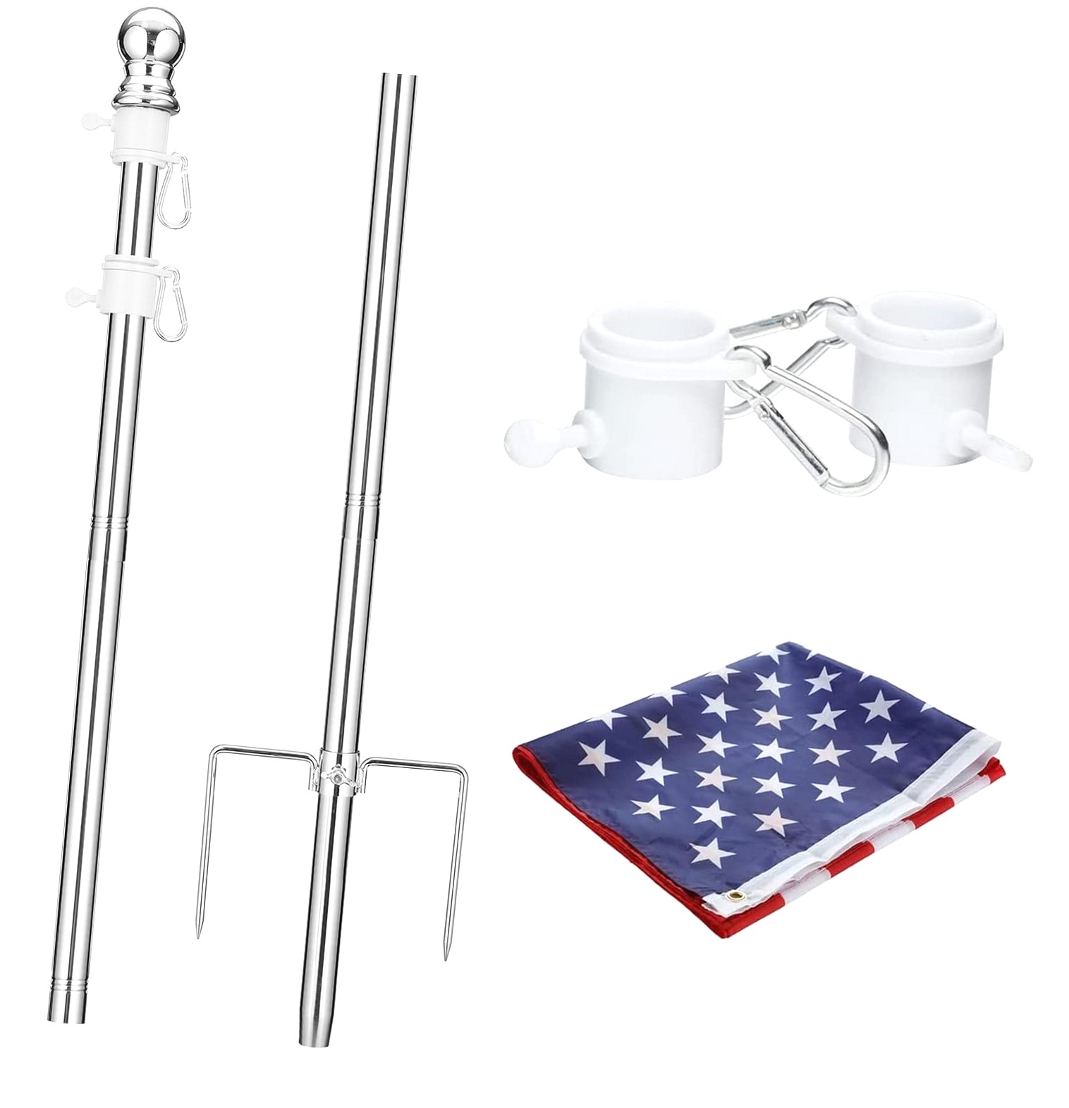 ANYWAY.GO Poles for Outside in Ground, 8.2FT Telescoping Pole Kit for ...