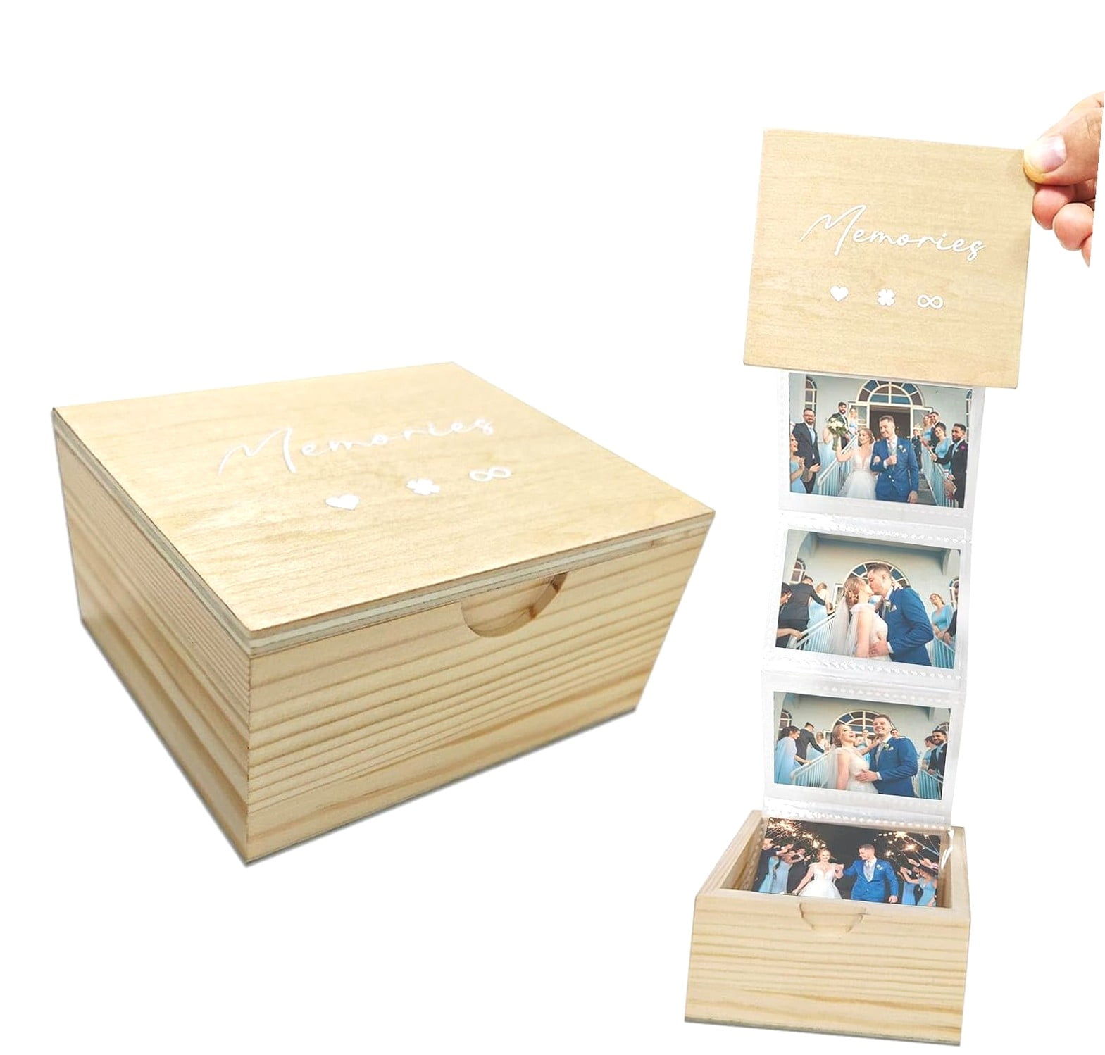 ANYWAY.GO Pull Out Photo Album Wooden Box, Picture Memory , Photo for ...