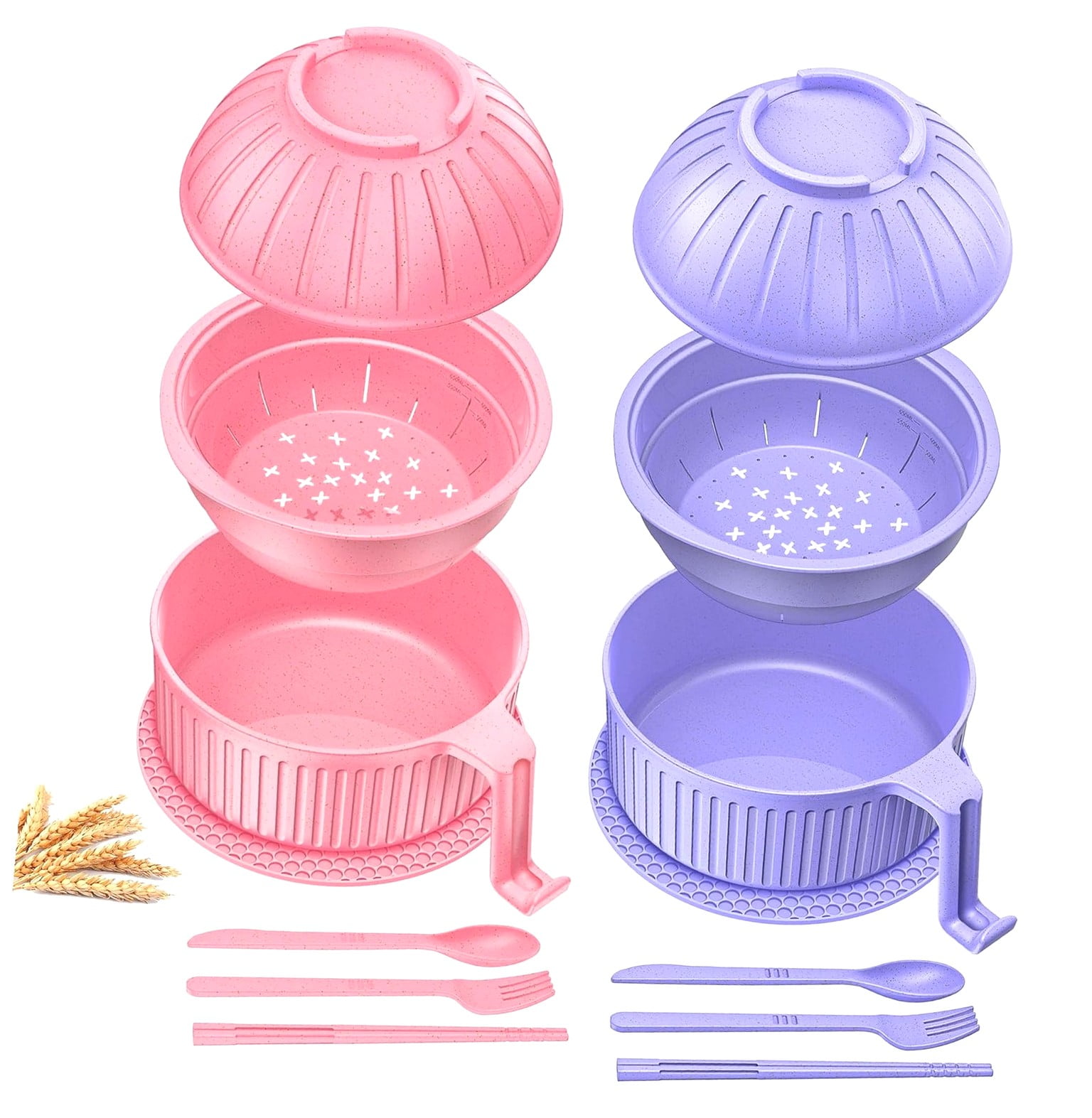 ANYWAY.GO Ramen Bowl with Handles, 2 Set Wheat Fiber Ramen Cooker ...