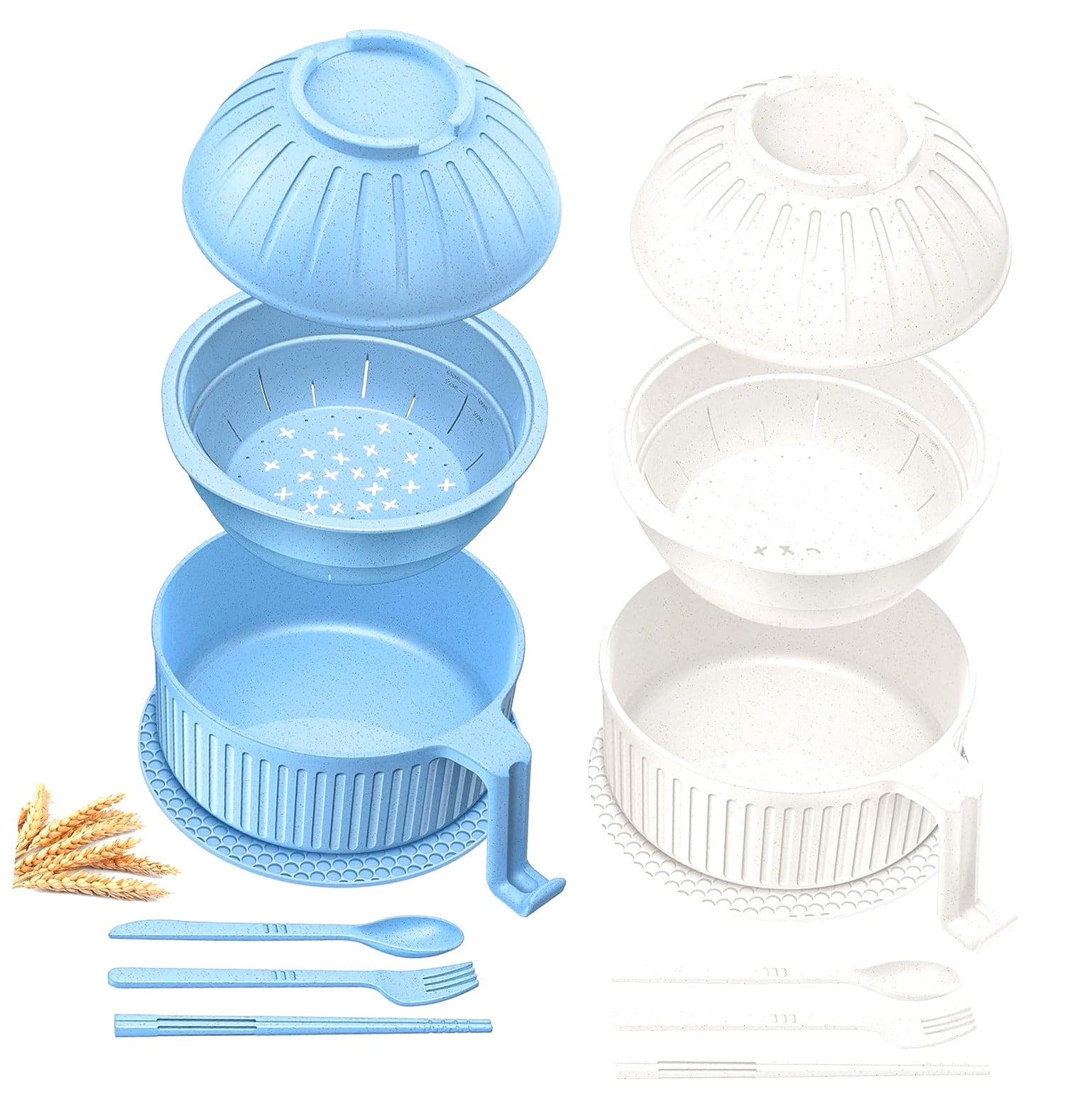 ANYWAY.GO Ramen Bowl with Handles, 2 Set Wheat Fiber Ramen Cooker ...