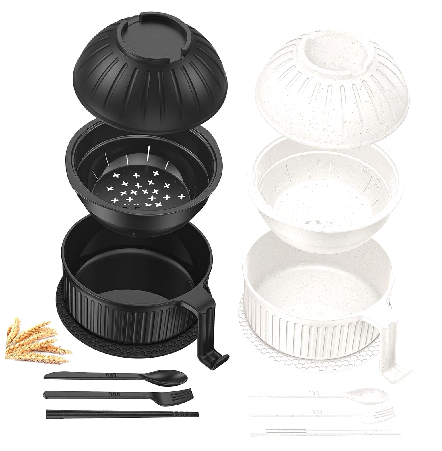 ANYWAY.GO Ramen Bowl with Handles, 2 Set Wheat Fiber Ramen Cooker ...