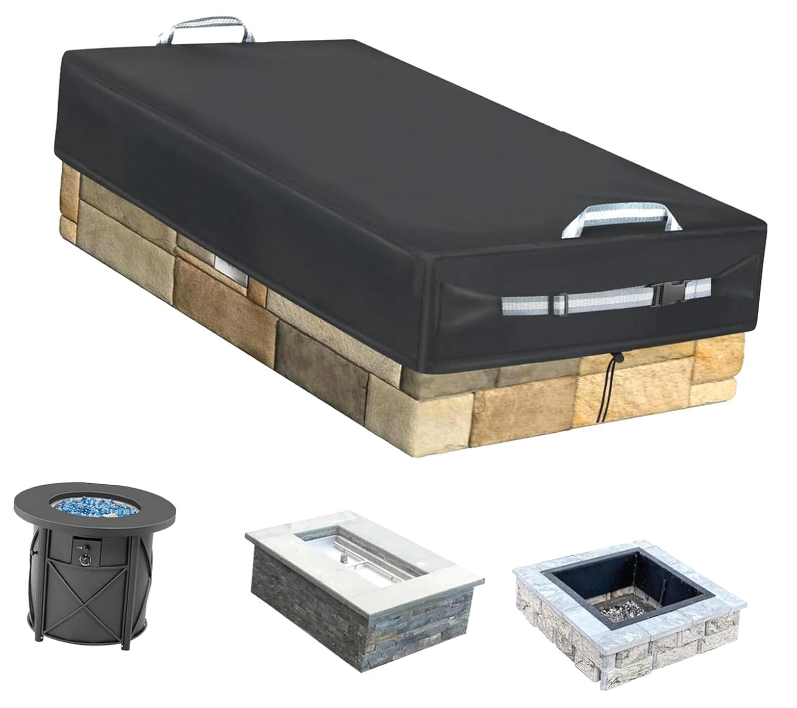 ANYWAY.GO Rectangular Built In Stone Fire Pit Cover For In Ground ...