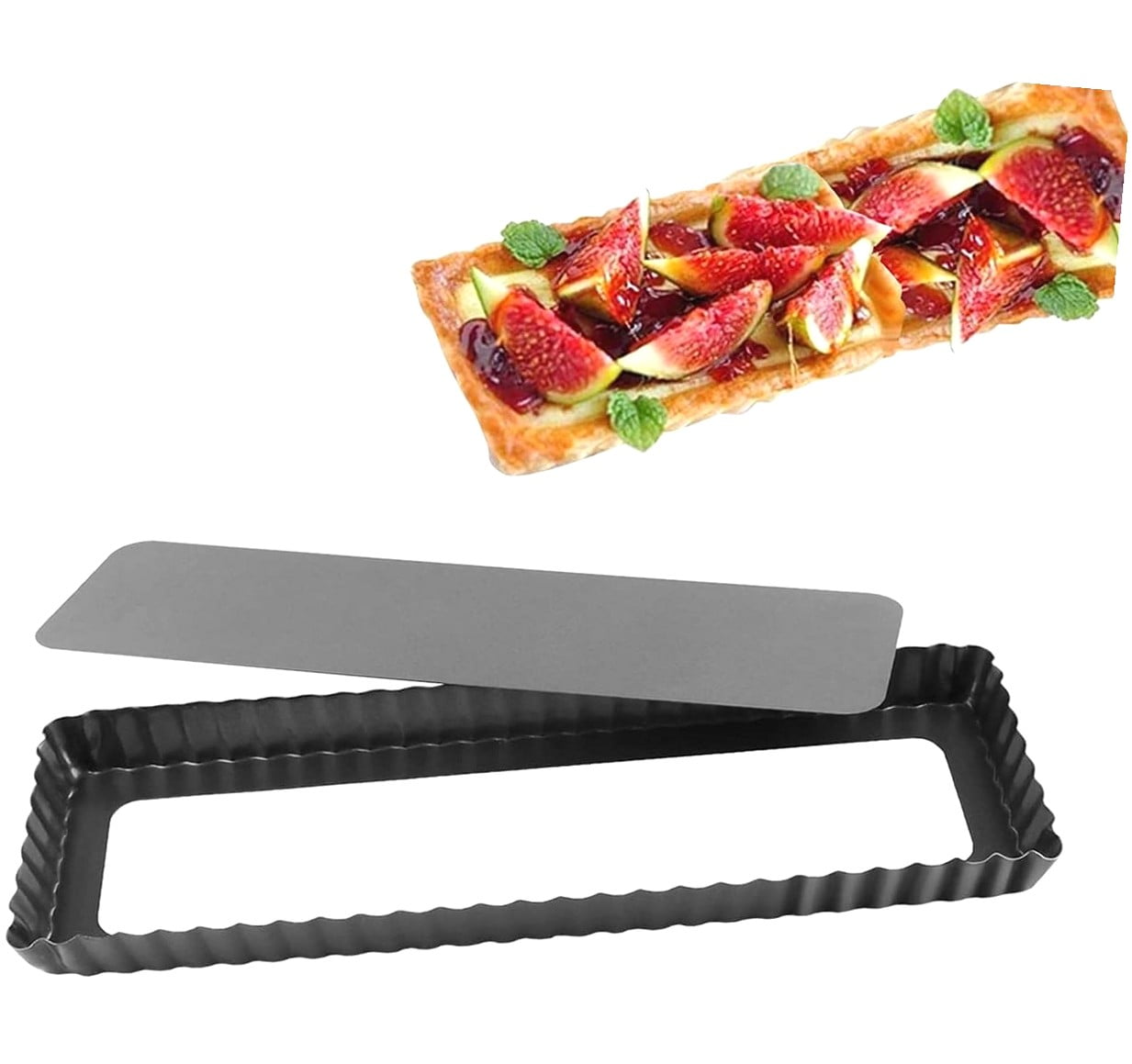 ANYWAY.GO Rectangular Pan 14 Inch Nonstick Quiche Pie Pan with ...