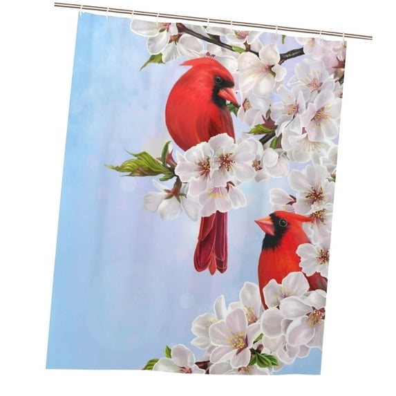 ANYWAY.GO Red Birds Cherry Shower Curtain 60x72in Polyester Curtain ...