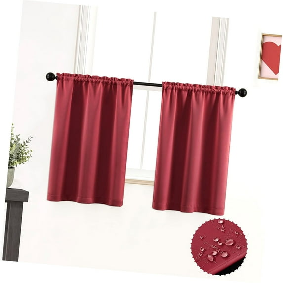 ANYWAY.GO Red Kitchen Curtains, Small Window Curtains for Bathroom, 36 ...
