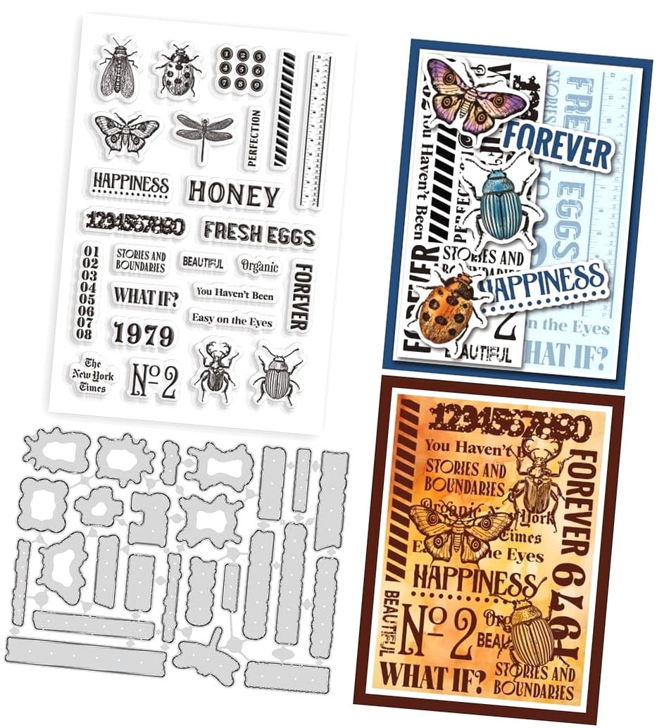 ANYWAY.GO Retro Lable Clear Stamp and Die Cut Set for Scrapbooking ...