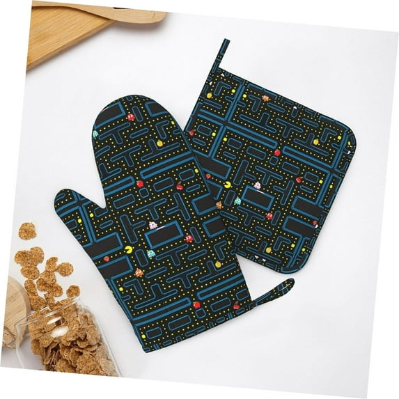 ANYWAY.GO Retro Pattern Oven Mitt and Pot Holders Set with Hot ...