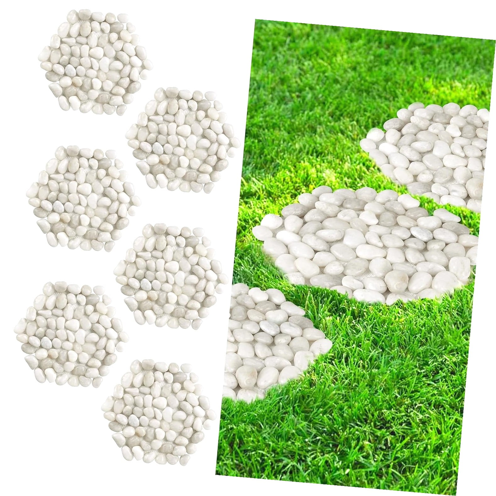 ANYWAY.GO River Stepping Stones for Walkway, 10 inch 6 Pieces Hexagon ...